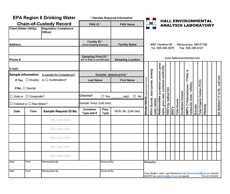 SDWA Compliance Sampling | Southwest EFC