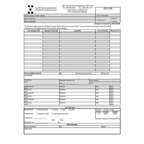 SDWA Hall Environmental RTCR COC Multiple Samples | Southwest EFC
