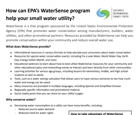 WaterSense Information Sheet for Small Systems | Southwest EFC