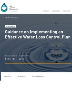 Guidance on Implementing an Effective Water Loss Control Plan – Report ...